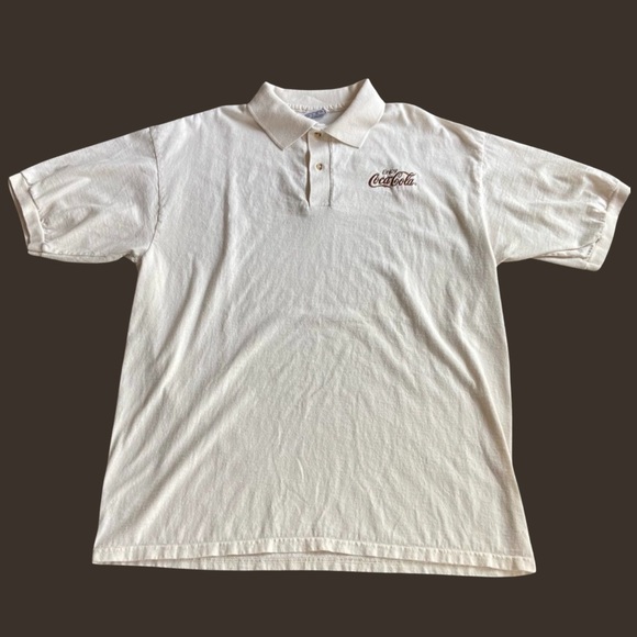Anvil | Shirts | Vintage Cocacola Ss Polo Cream Size Xl | Poshmark